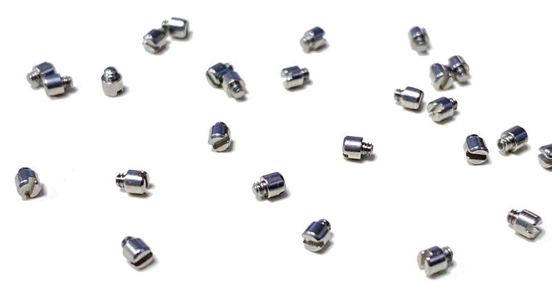 Tiny slotted stainless cap head screws